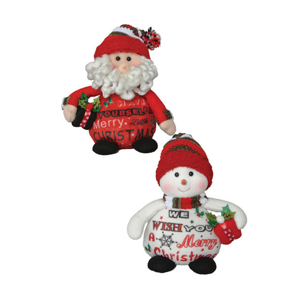 The Holiday Aisle® 2 Piece Merry Claus and Snowman Stuffed Holiday ...