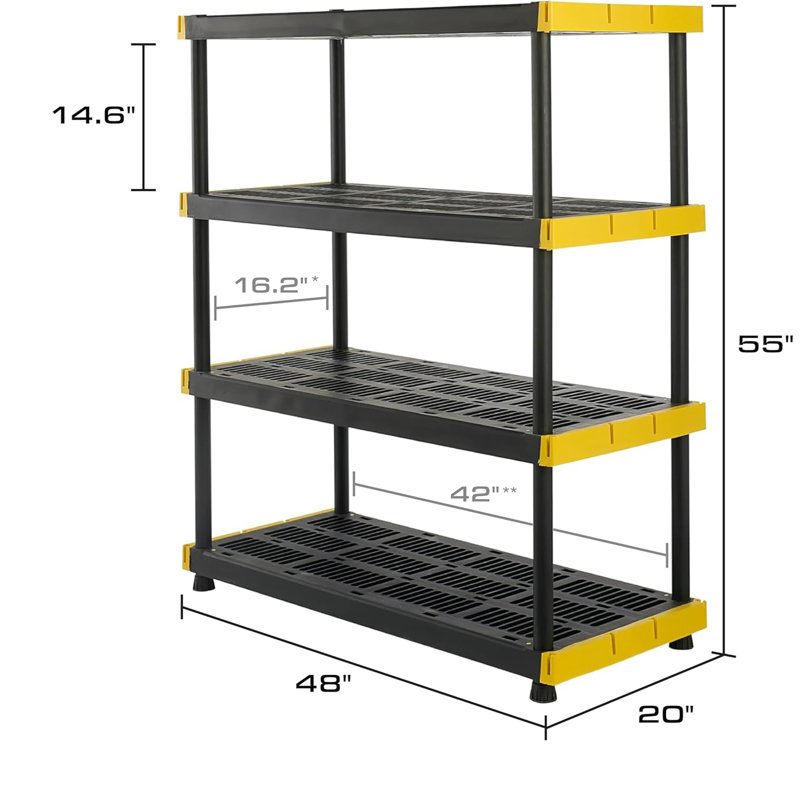 WFX Utility™ 4-Tier UP TO 200lbs Heavy Duty Plastic Storage Shelving ...