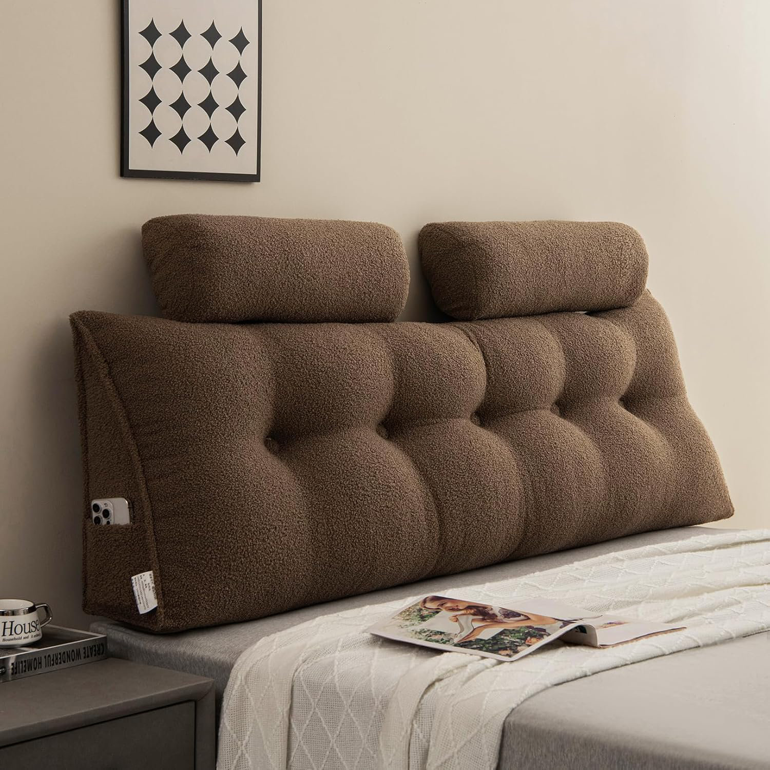 ColourTree Teddy Velet Ergonomic Triangular Bed Rest with 2 Head Roll ...