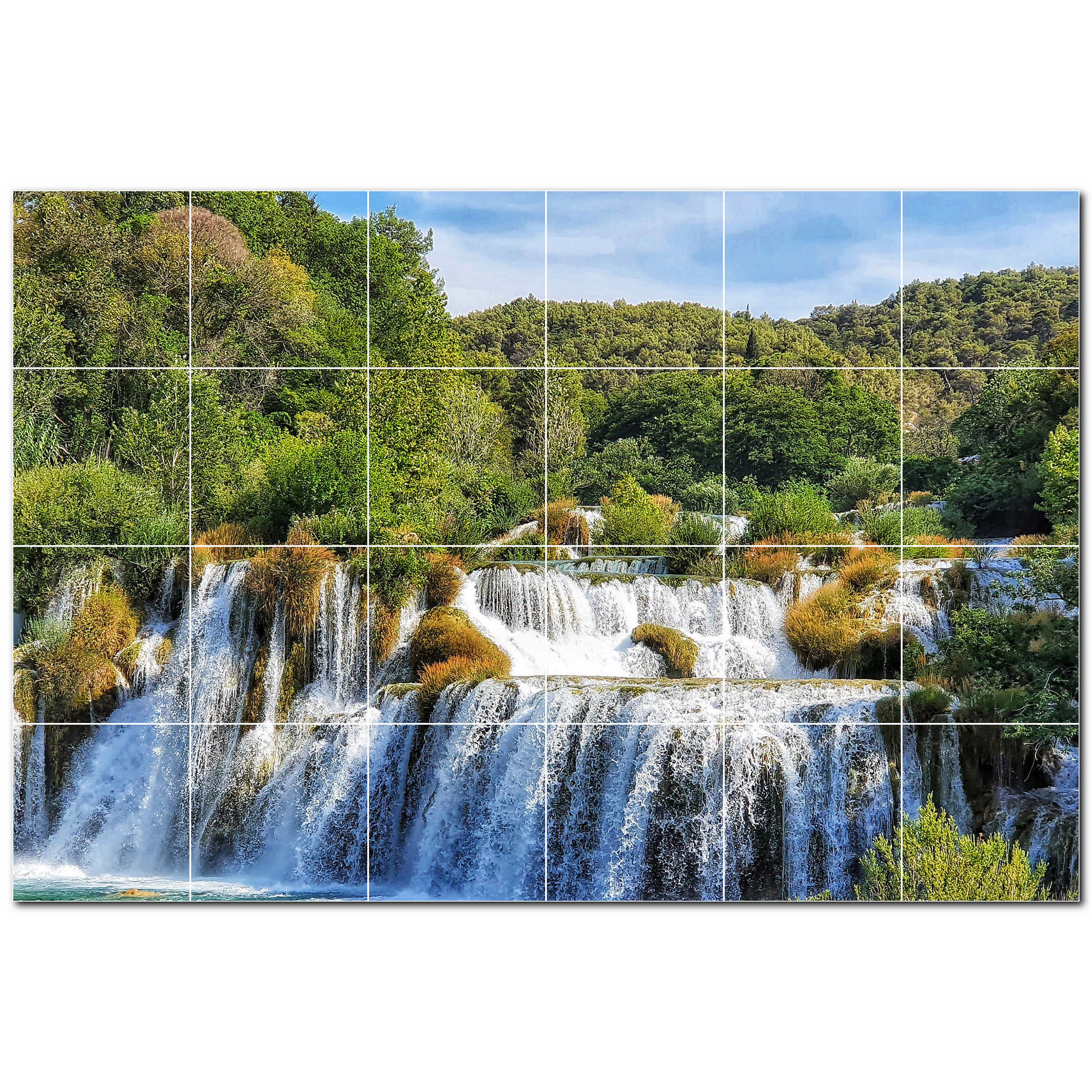 Picture-Tiles.com 25.5" x 17" Ceramic Waterfalls Photo Decorative Mural ...