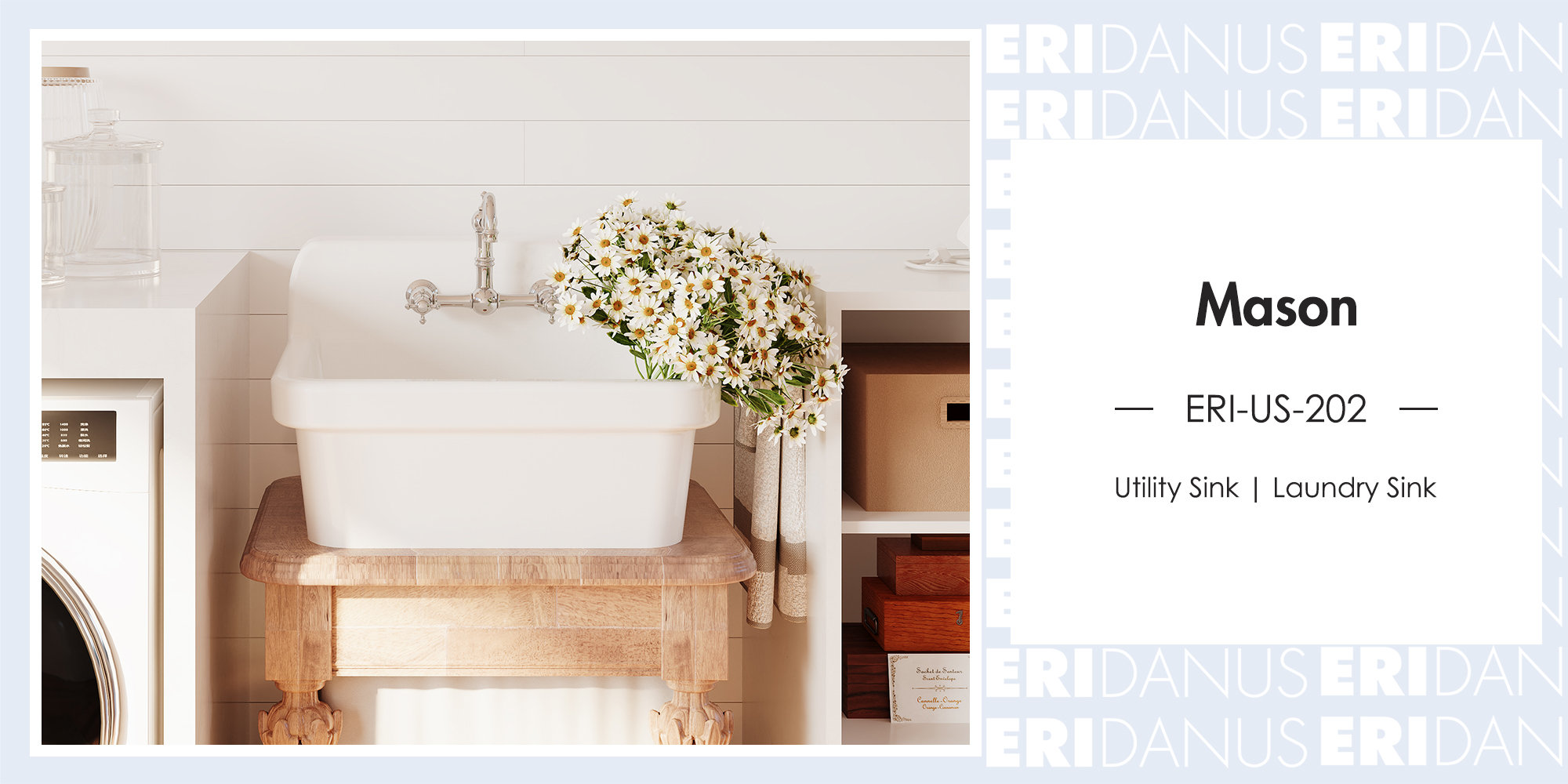 Eridanus Mason 24-inch White Ceramic Laundry Sink Wall Mount Utility ...