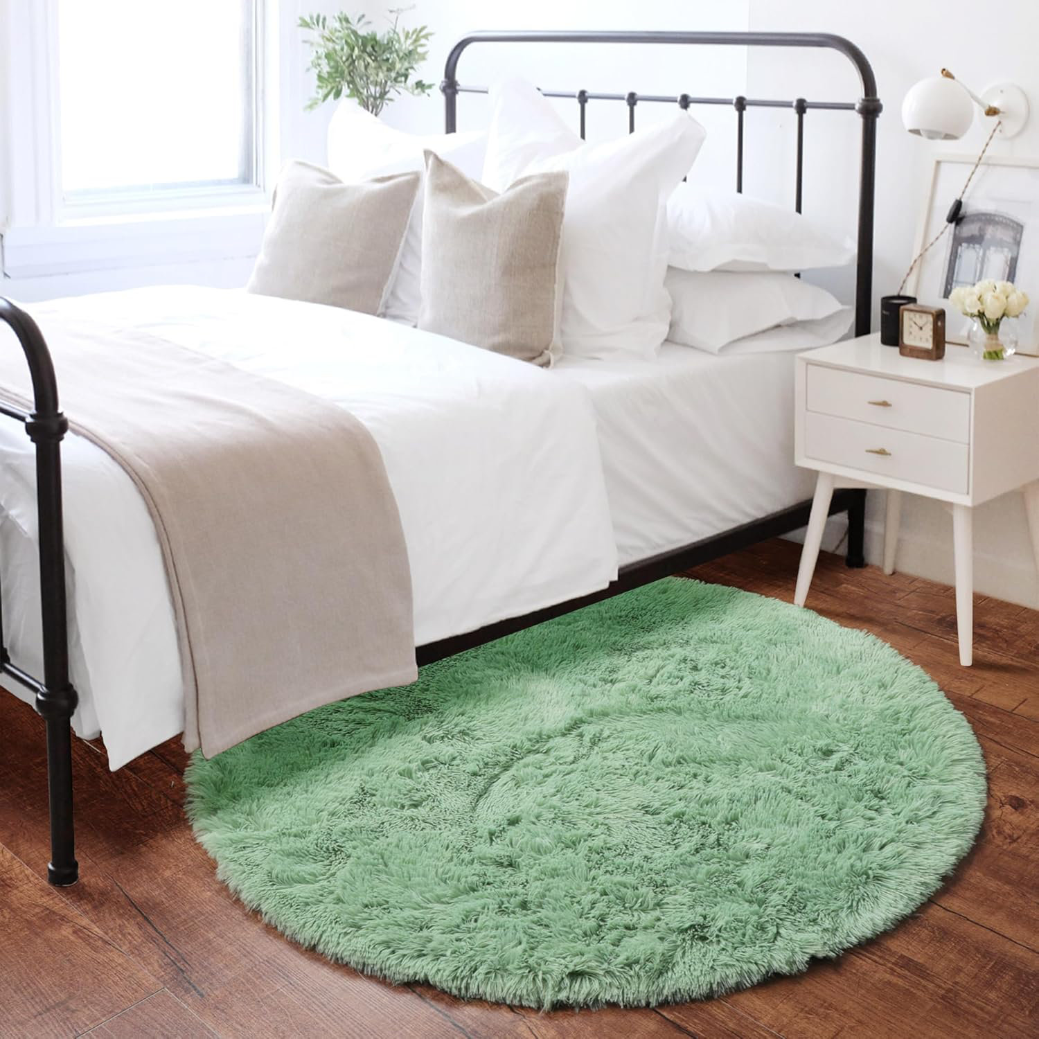 Mercer41 Round Area Rug Soft Bedroom Circle Rugs Floor Mats for Living ...