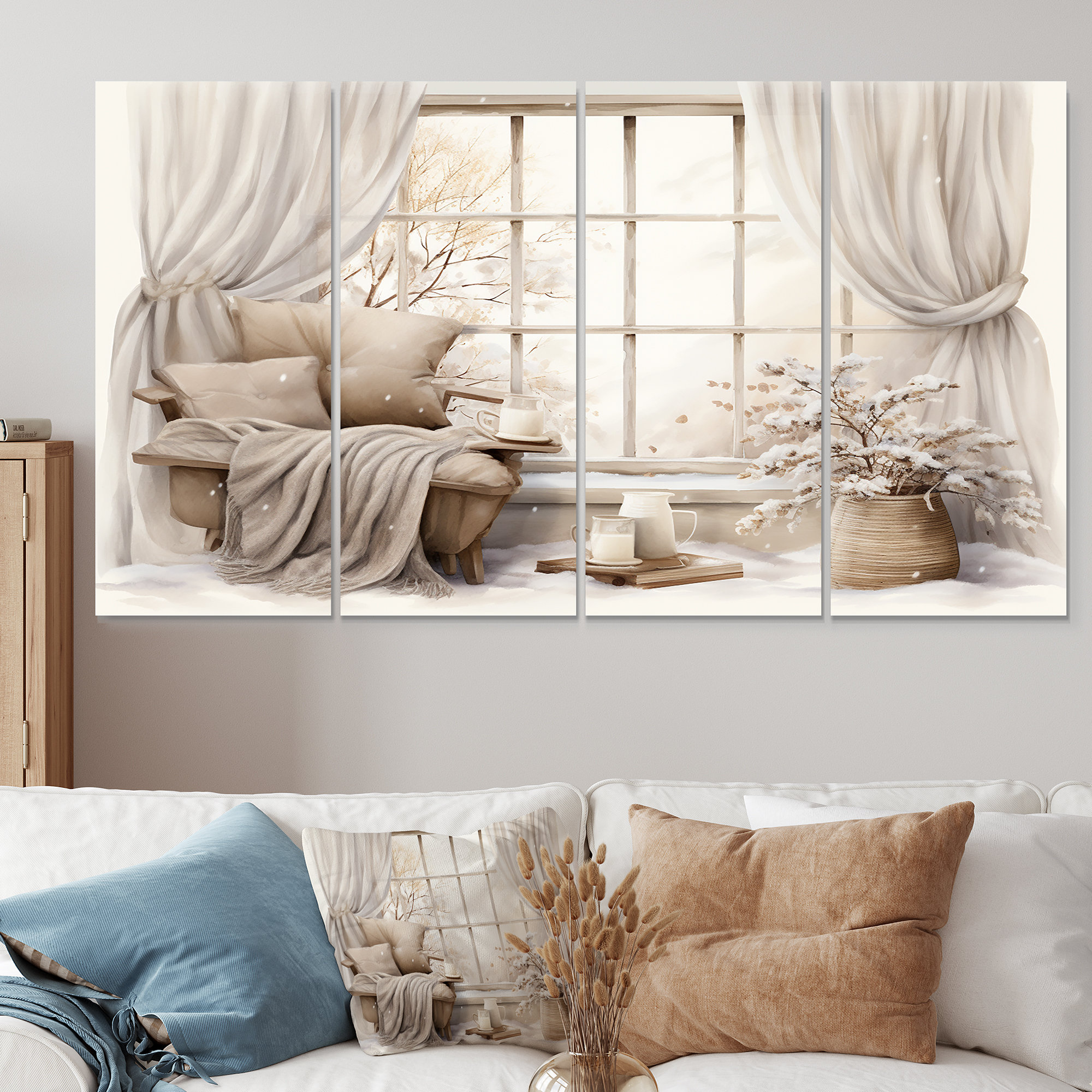 Winston Porter Snowy Farm House Windowscape - Farm Windows 4 Piece Wall Art Set - Wayfair Canada