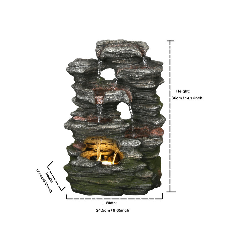 Hi-Line Gift Ltd. Multi-Level Stone Fountain with LED Light & Reviews ...