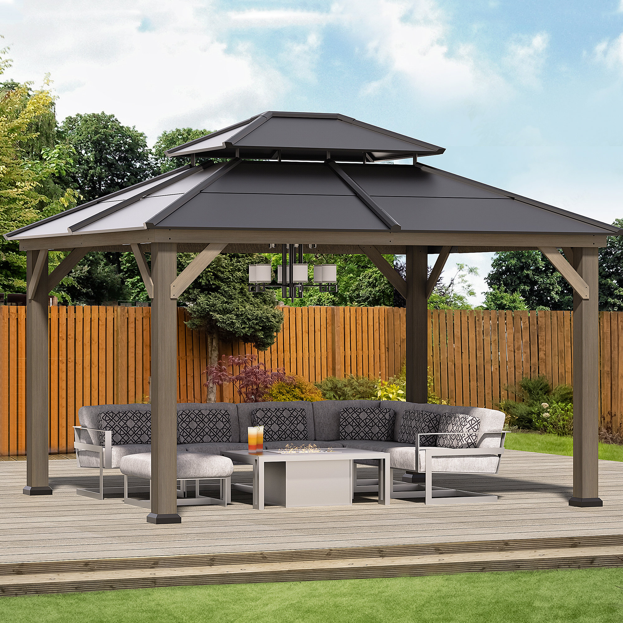 MODERN SHADE OUTDOOR LIVING SPACES Pavillon de jardin en bois de cèdre ...