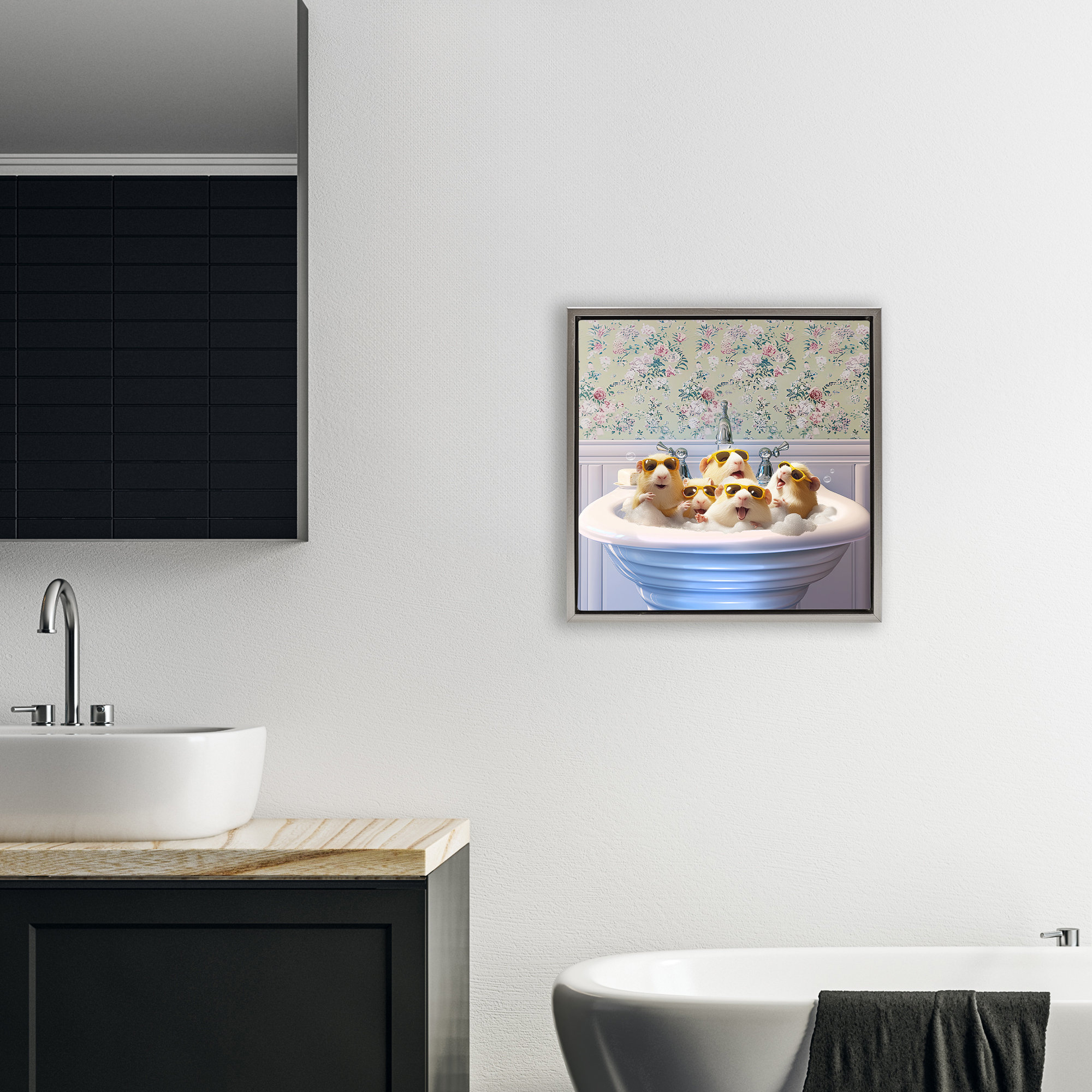 Latitude Run® Guinea Pigs Sink Floating Frame, design by Jim Baldwin ...