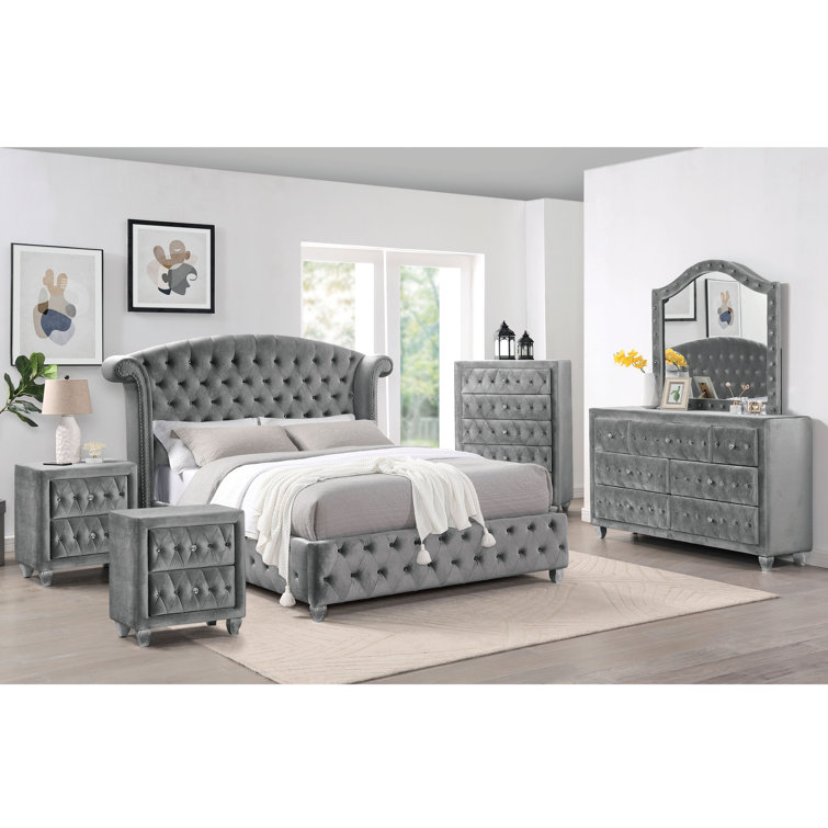 Willa Arlo Interiors Caistor Upholstered Standard 6 Piece Bedroom Set ...