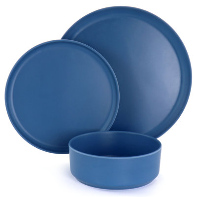Gibson Home Canyon Crest 12 Piece Round Melamine Dinnerware Set In Blue ...