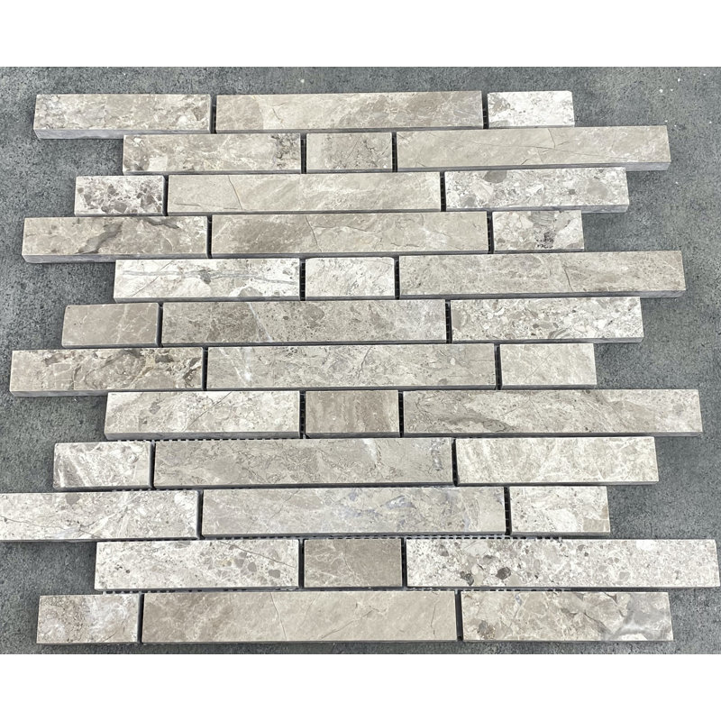 Miletos Stone Collection Random Sized Marble Linear Mosaic Wall & Floor ...