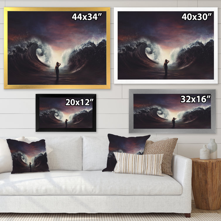 Highland Dunes Woman Walking Through Parted Sea Framed On Canvas Print ...