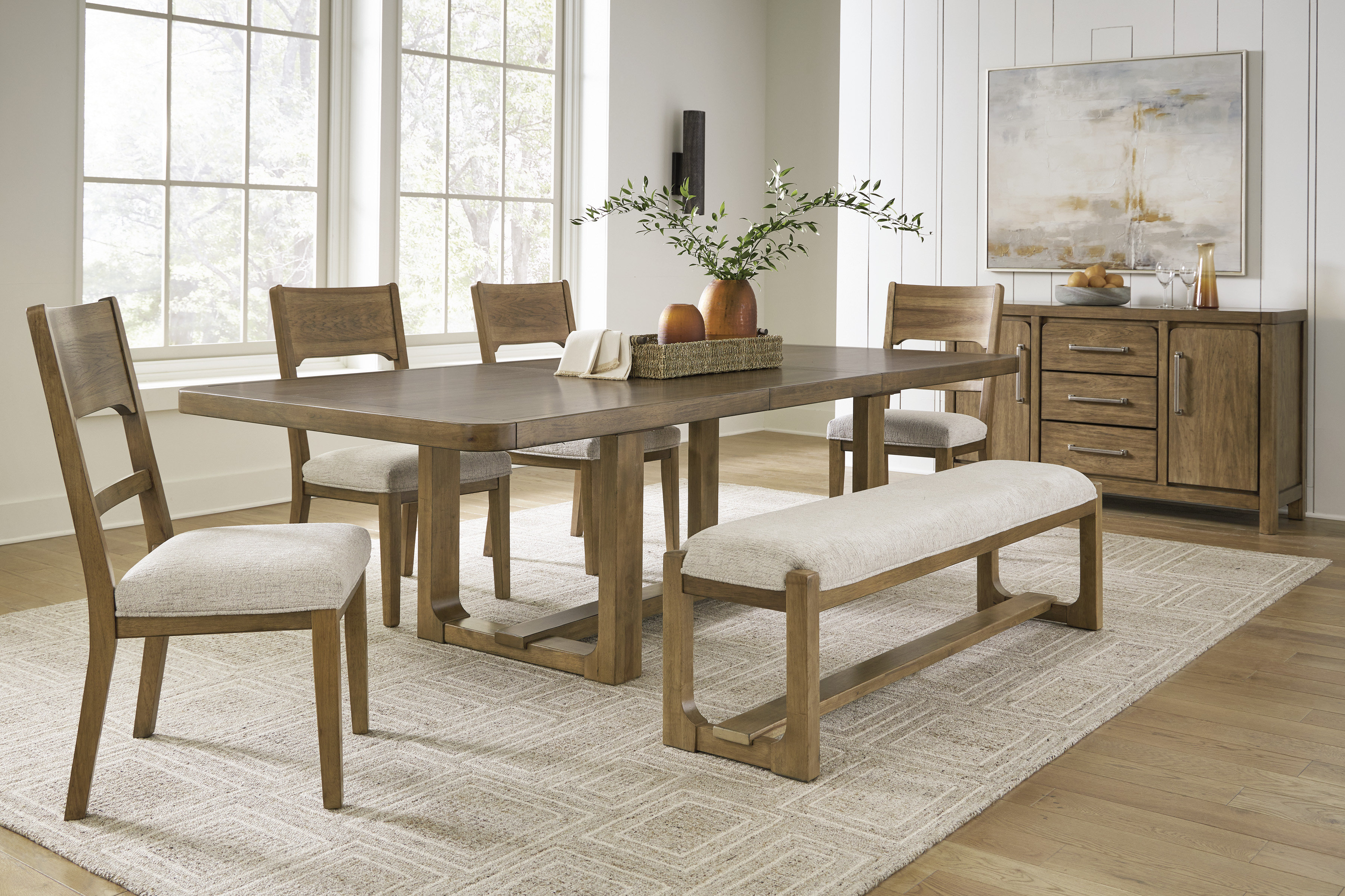 Loon Peak® Cabalynn Dining Table and 4 Chairs and Bench & Reviews | Wayfair