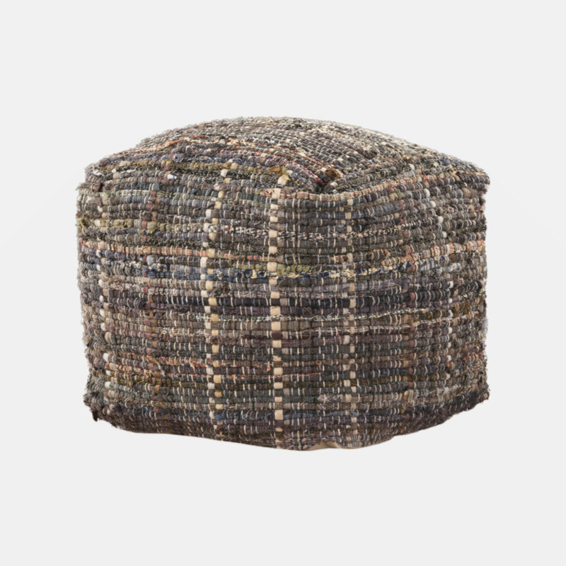 Latitude Run® Handcrafted Fabric Pouf, Khaki | Wayfair