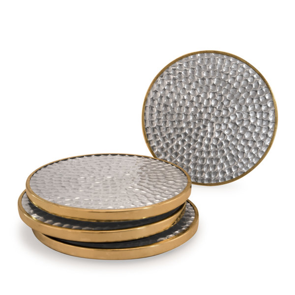 MascotHardware Metal Round 4 Piece Coaster Set | Wayfair