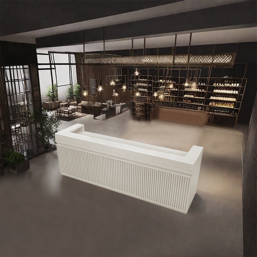 KPXU Bar Counter Bar Counter Front Desk with Dual Countertops, Wine ...