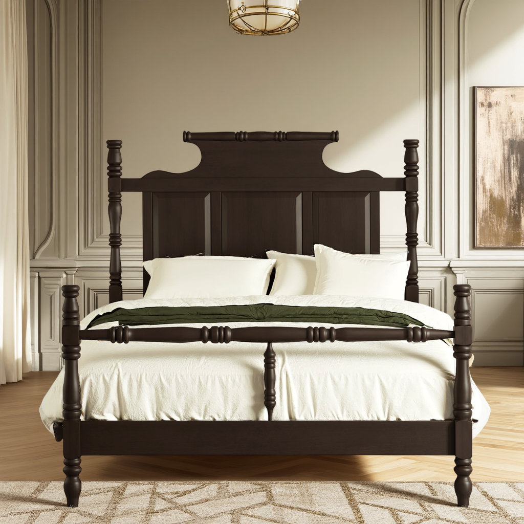 Darby Home Co Vintage Retro Queen Bed with Crown-Like Headboard ...