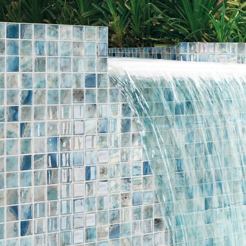 Encore Surfaces Onix 1” x 1” Square Kara Blue Glass Mosaic | Wayfair