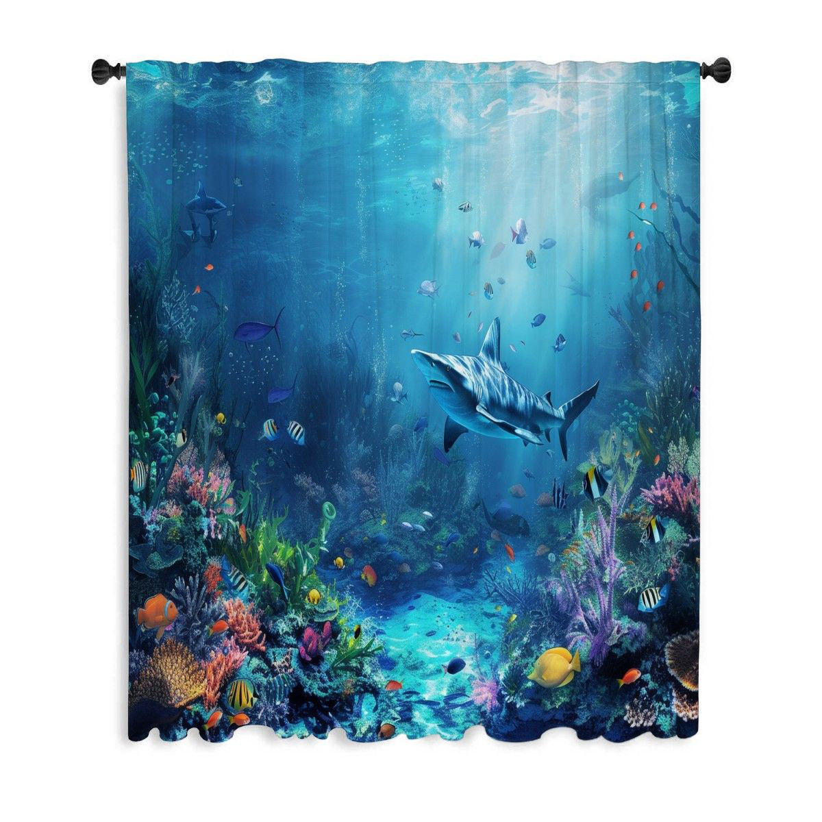 East Urban Home Underwater Window Curtains, Nature Blockout & Sheer ...