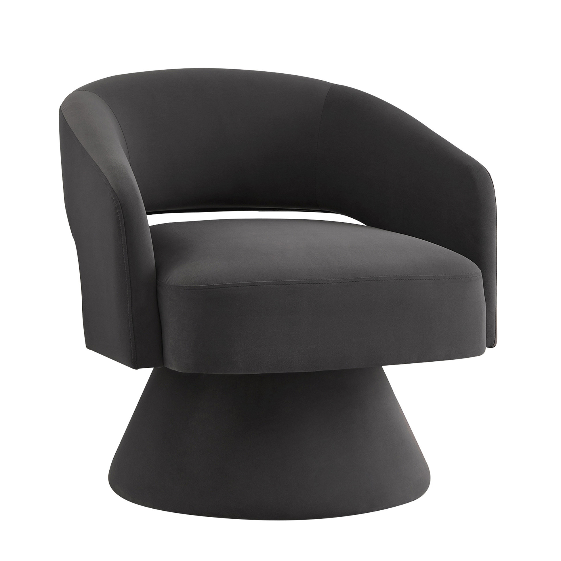 Everly Quinn Modern Swivel Barrel Chair, Upholstered Velvet Round ...