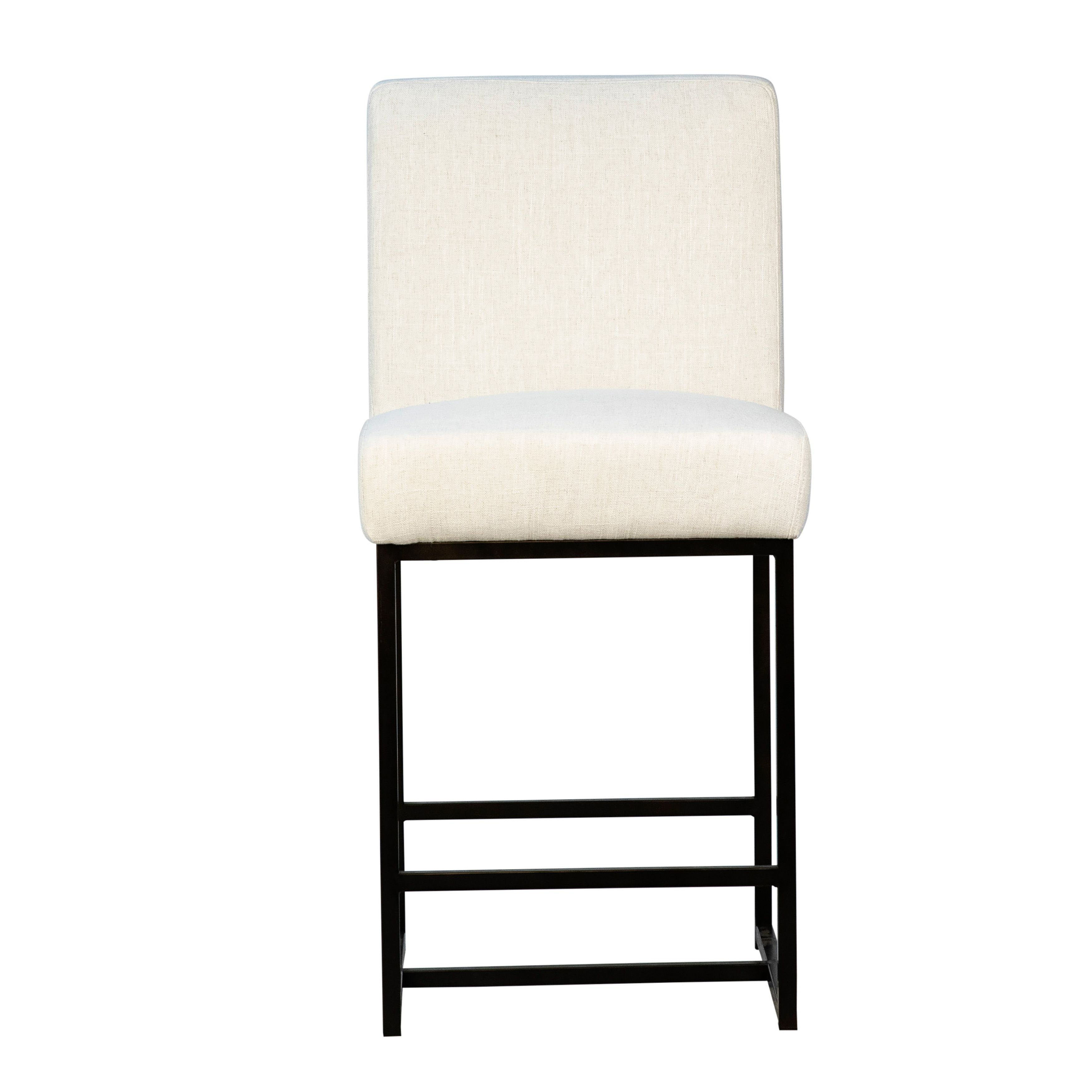 Hokku Designs Mayes 39" Tall Cotton Blend Upholstered Counterstool, Off ...