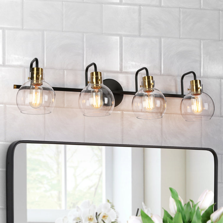 Everly Quinn Delrick 4-Light Dimmable Armed Sconce with Globe Glass ...