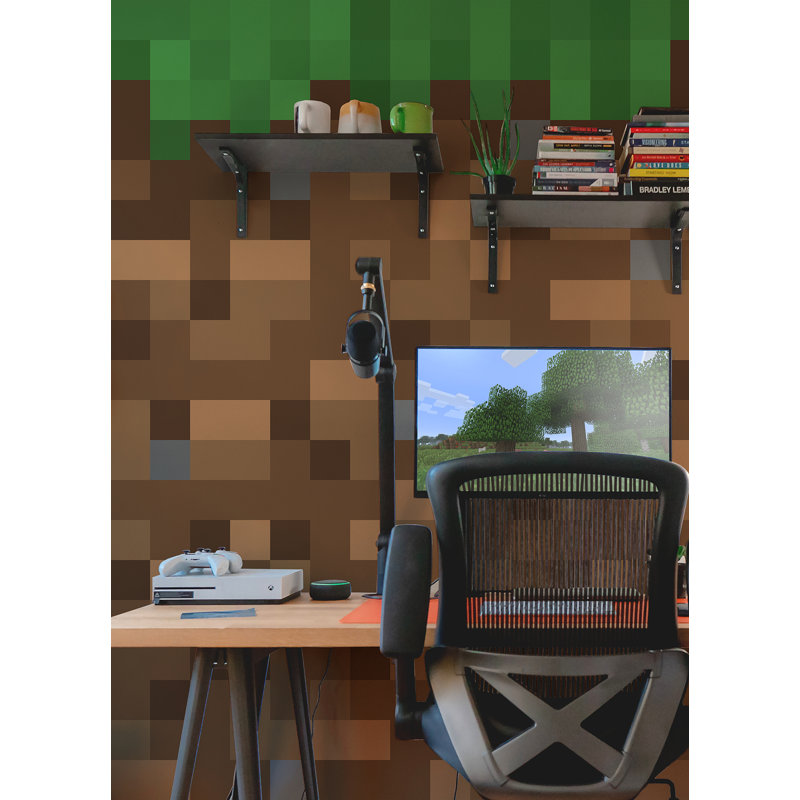 Room Mates Minecraft Blocks Peel & Stick Wallpaper Mural | Wayfair