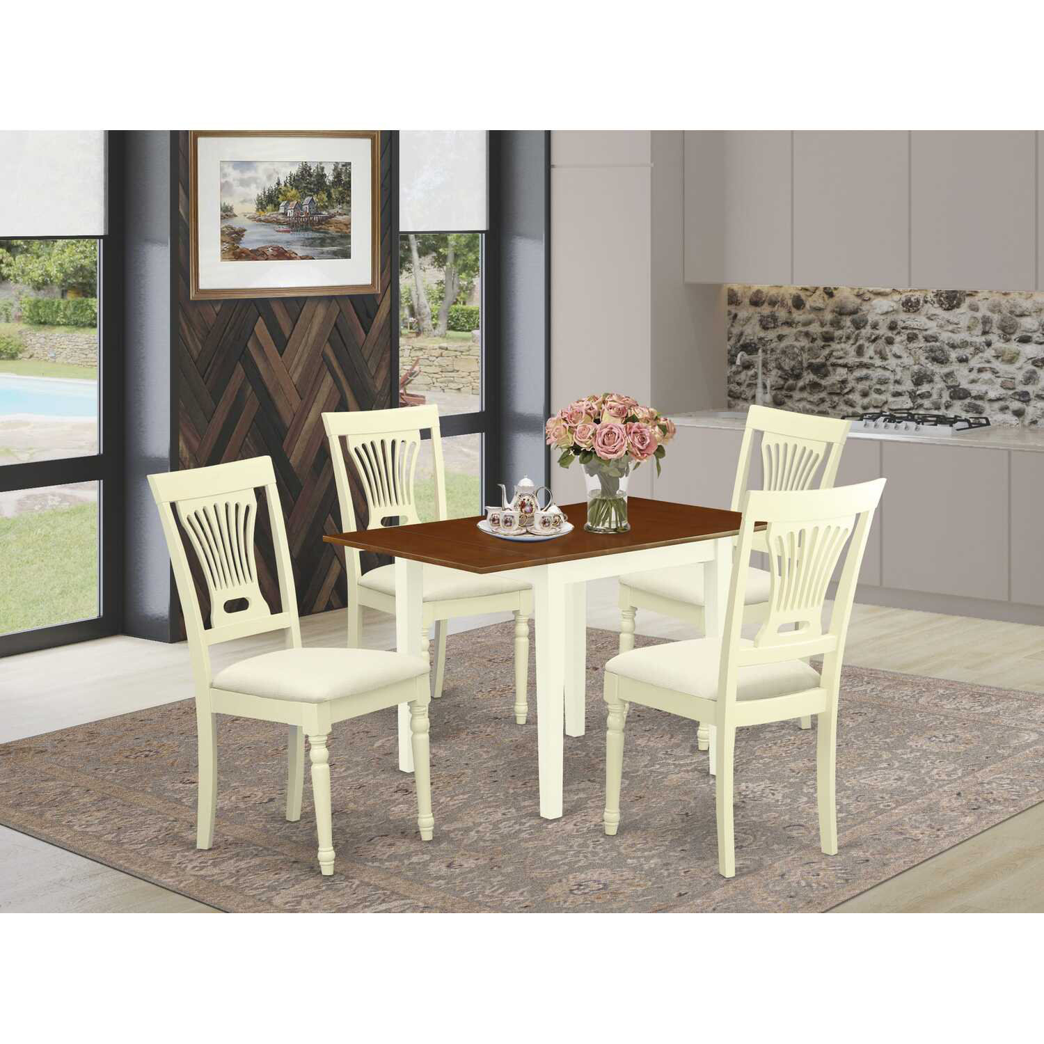 Home Imports Emporium 5-Piece Buttermilk and Cherry Solid Wood Top ...