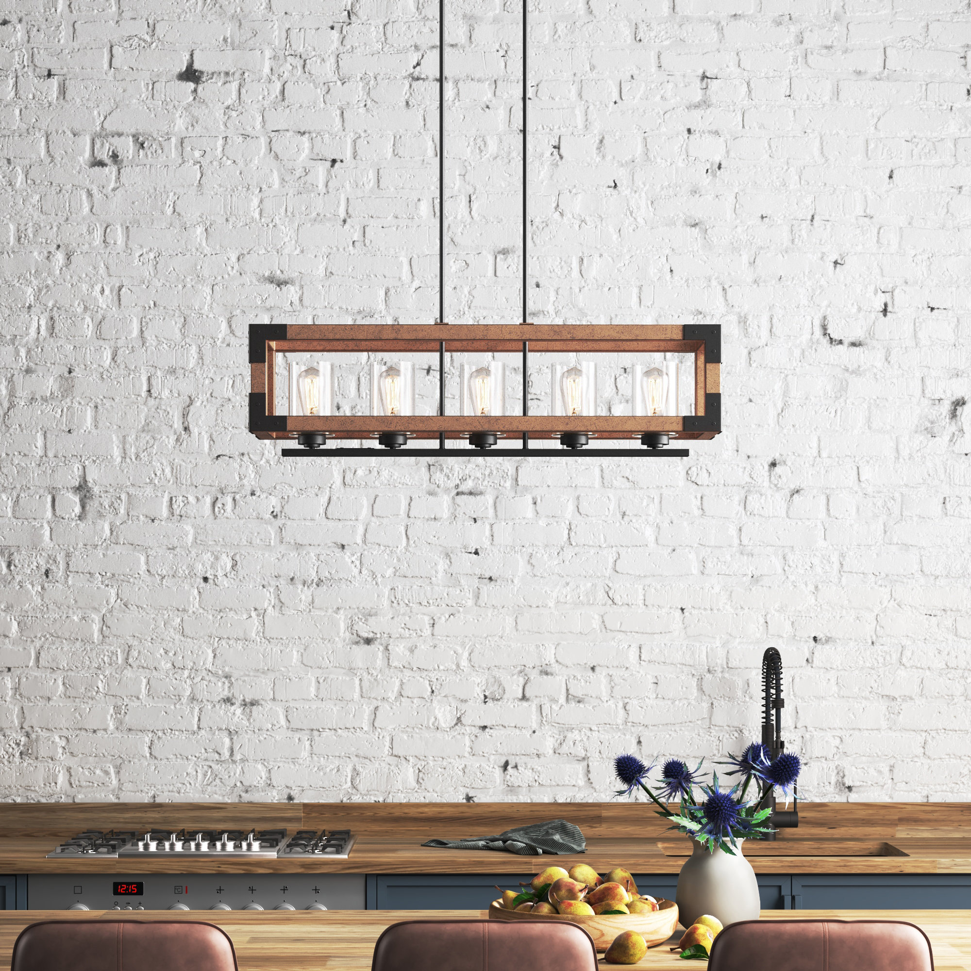 17 Stories Alilah 5 - Light Kitchen Island Rectangle Chandelier ...