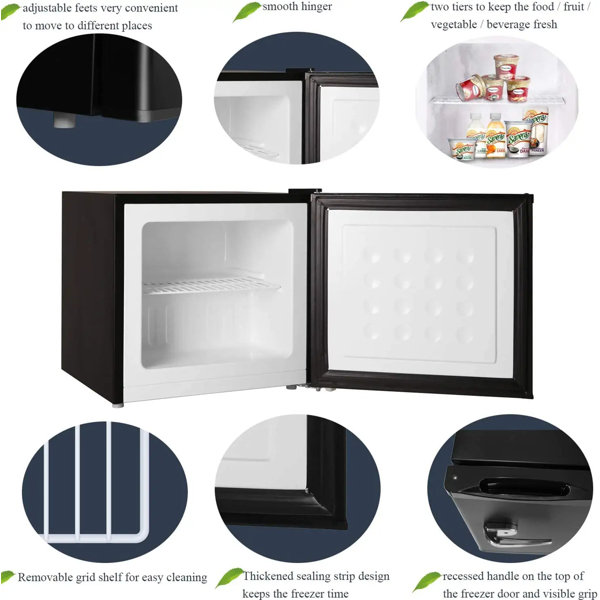 R.W.FLAME 1.2 Cubic Feet cu. ft. Compact Mini Freezer with Adjustable ...