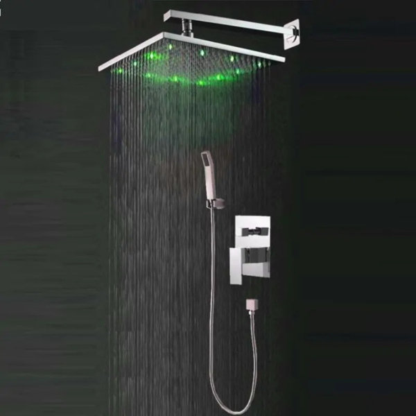 Juno Showers Juno Square LED Shower Head - Shower Head Set with Hand ...
