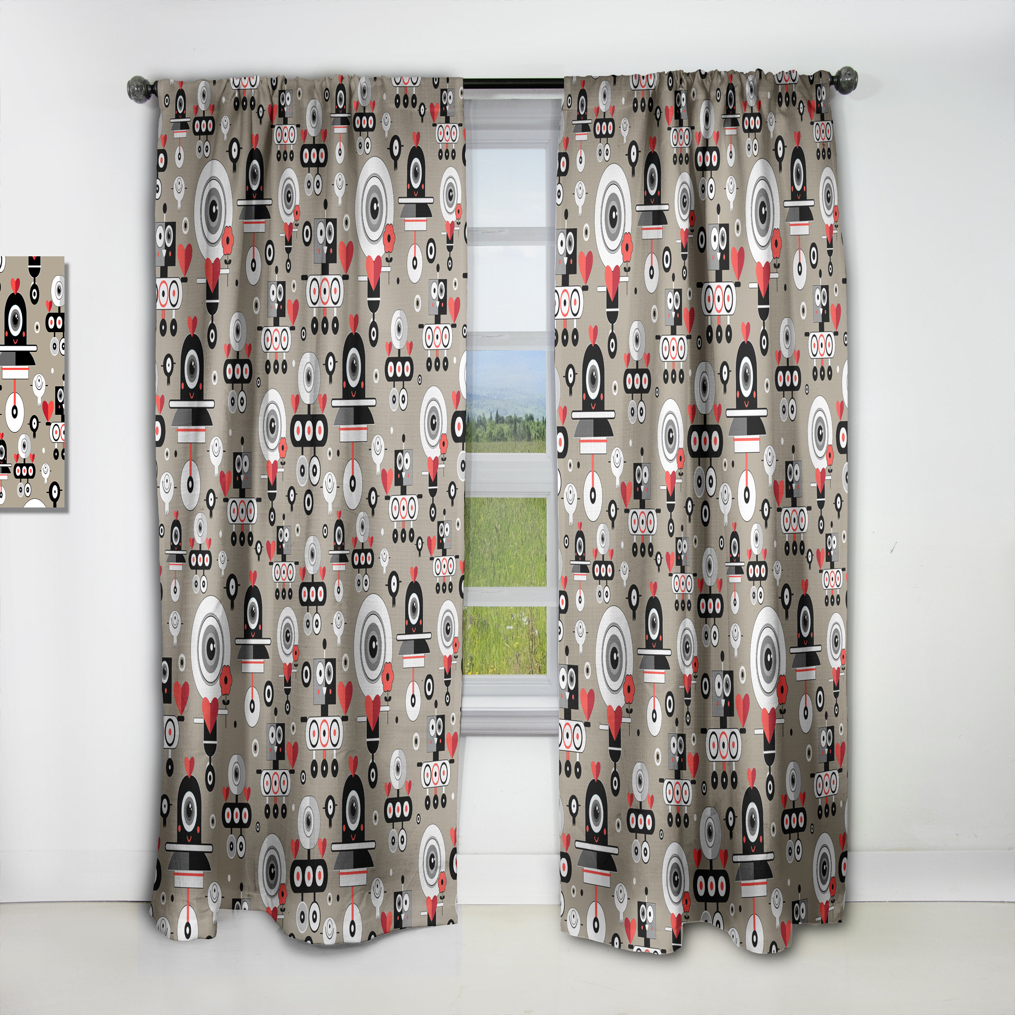 East Urban Home Pattern Amusing Lovers Robots - Abstract Modern ...