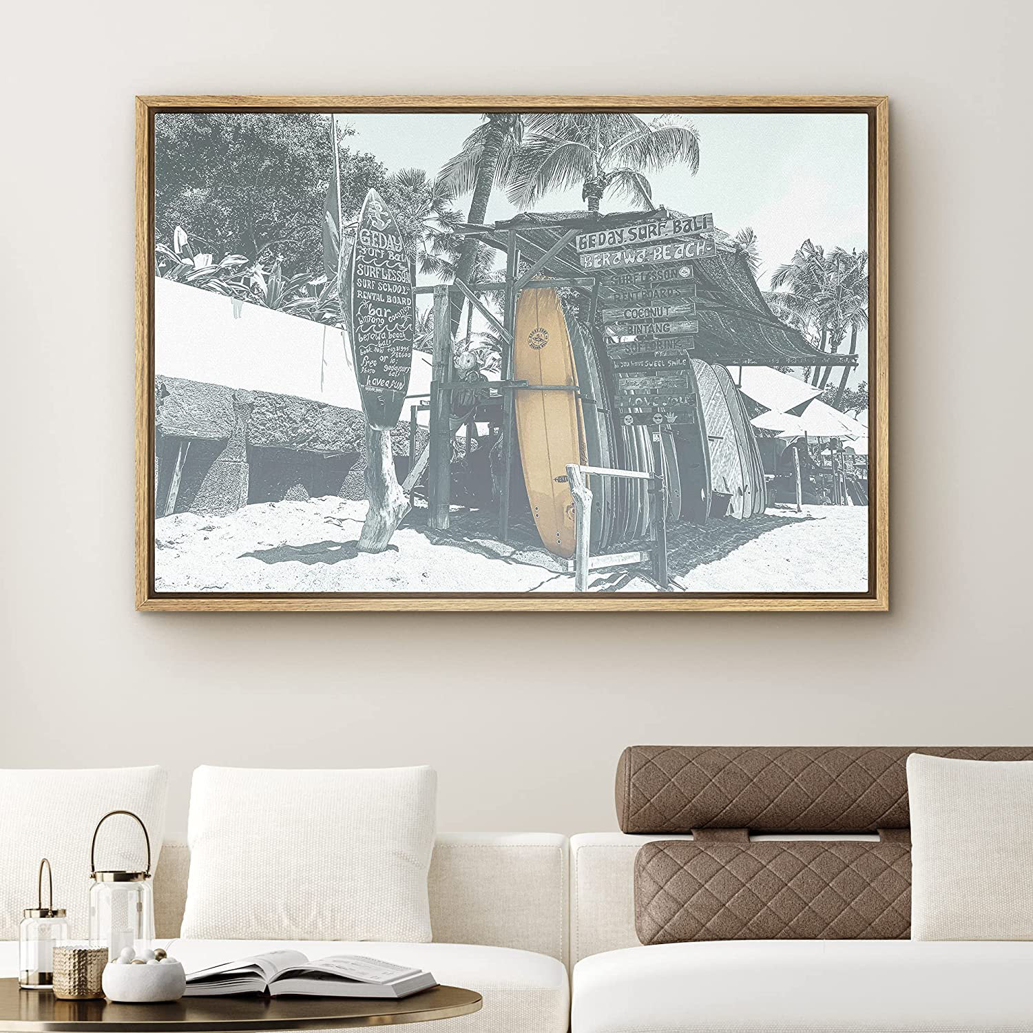 SIGNLEADER Framed Canvas Print Wall Art Surfboard Variety In A Surf ...