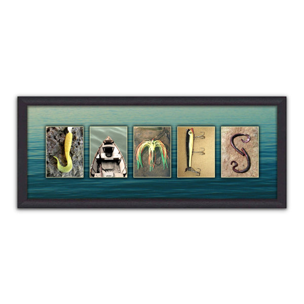 Latitude Run® Fishing Name Alphabet Art by - Picture Frame Photograph ...