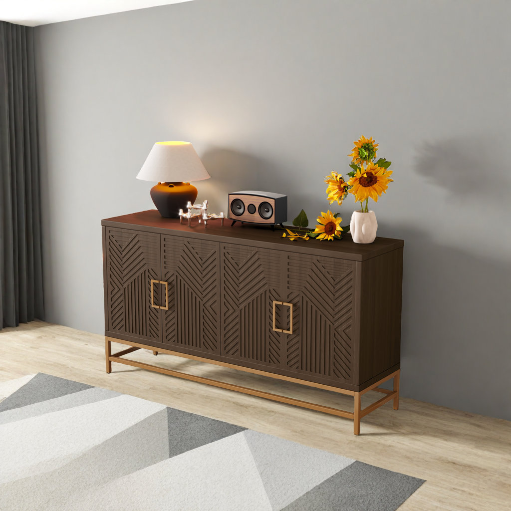 17 Stories 60" Retro Sideboard Cabinet – Metal Accent Storage with ...