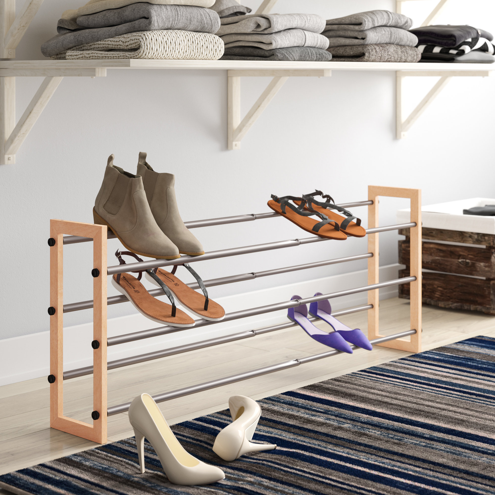 Rebrilliant Expandable 3-Tier 15 Pair Stackable Shoe Rack & Reviews ...