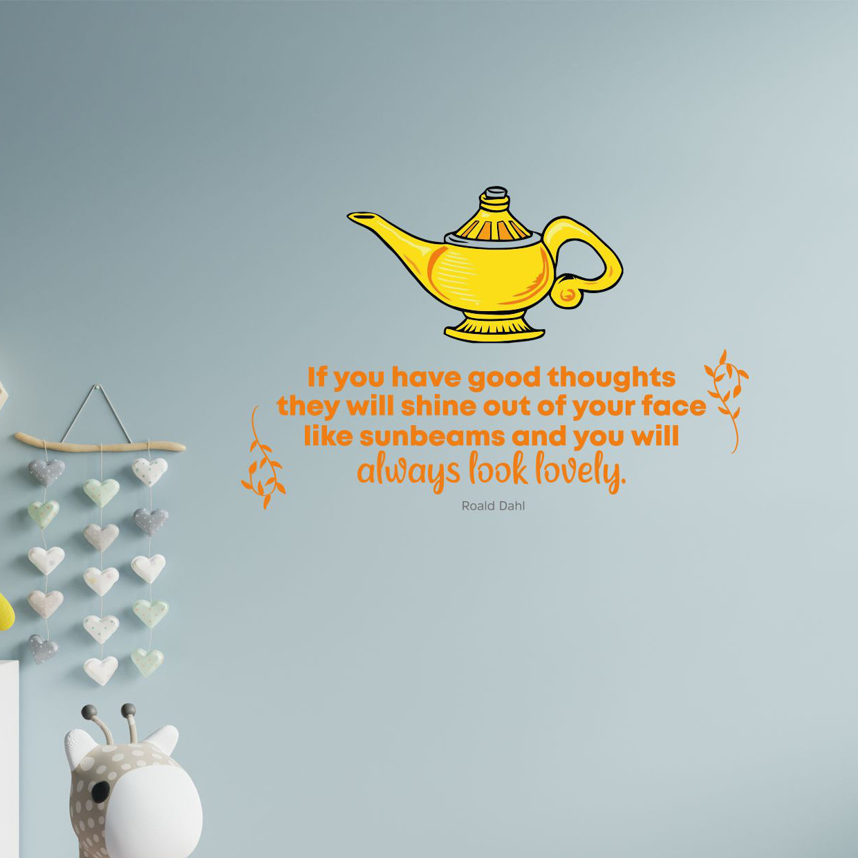 Design With Vinyl Look Lovely Magic Lamp Life Quote Cartoon Quotes Wall ...