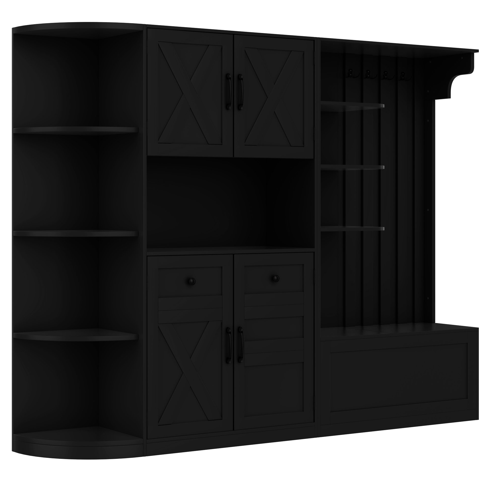 Latitude Run® Black Hall Cabinet For Bedroom And Kitchen, 2 - In 1 ...