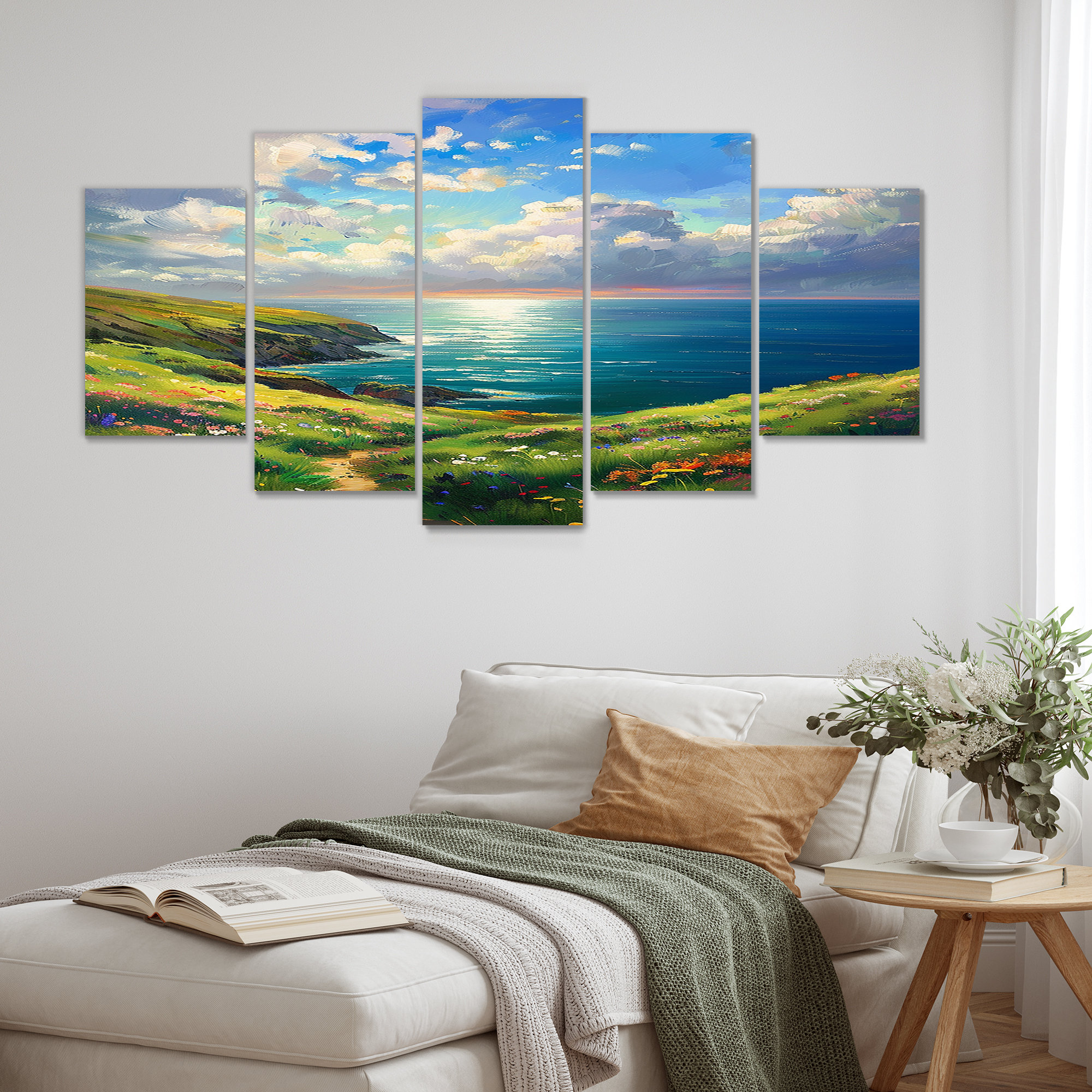 Beachcrest Home Flowerful Mountain Path To Blue Ocean White Sky - River ...
