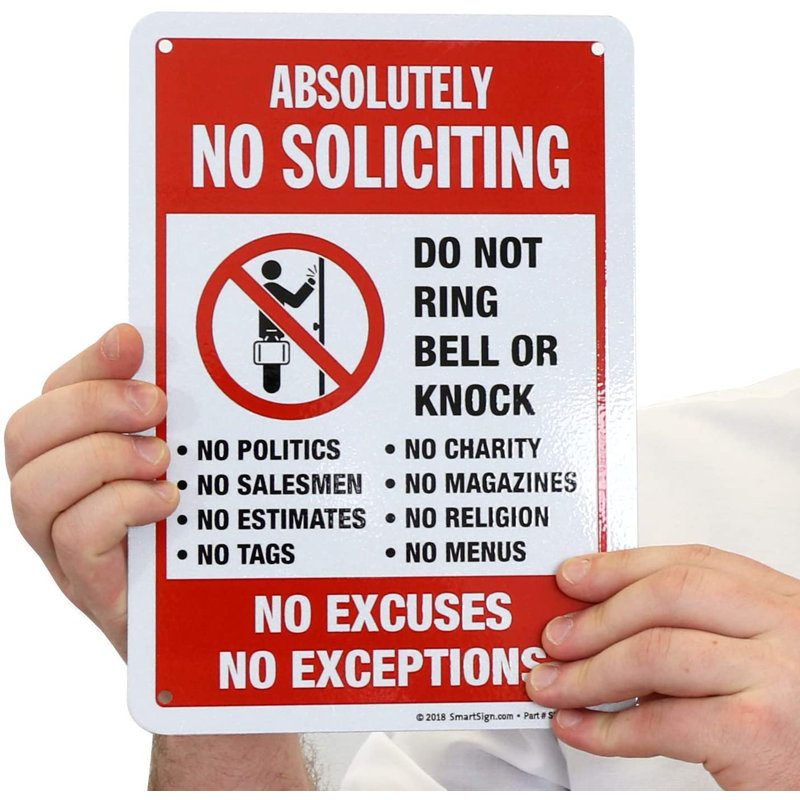 SmartSign Absolutely No Soliciting Do Not Ring Bell or Knock Reflective ...