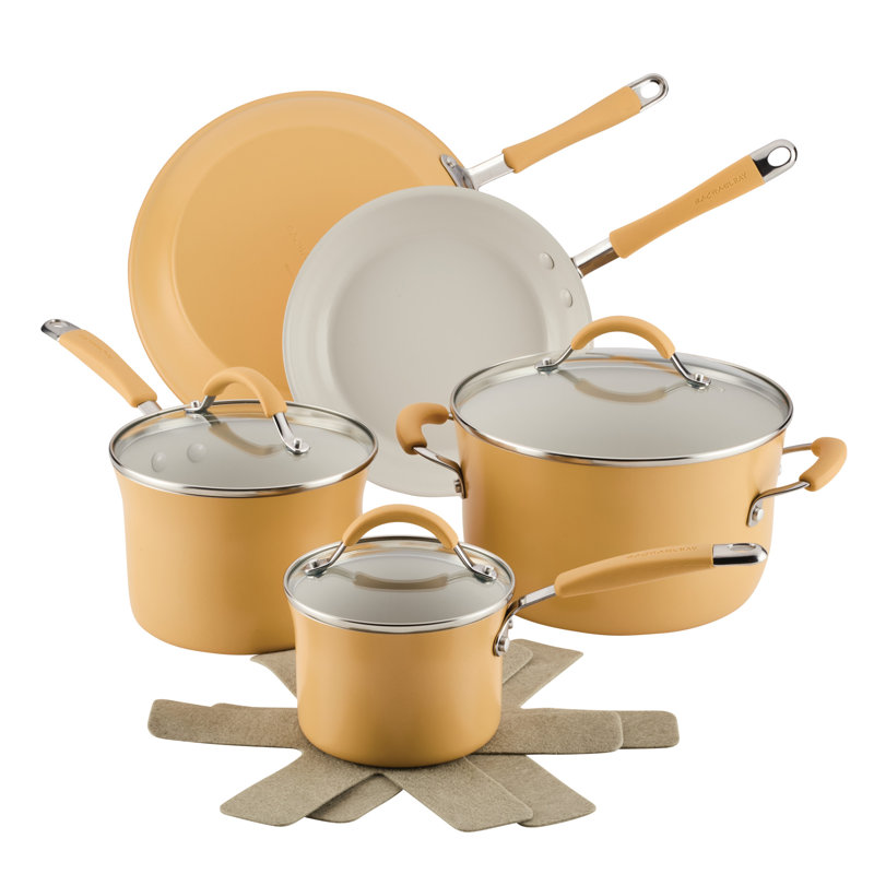 Rachael Ray Cucina Ceramic Nonstick Cookware Pots And Pans Set, 10 ...