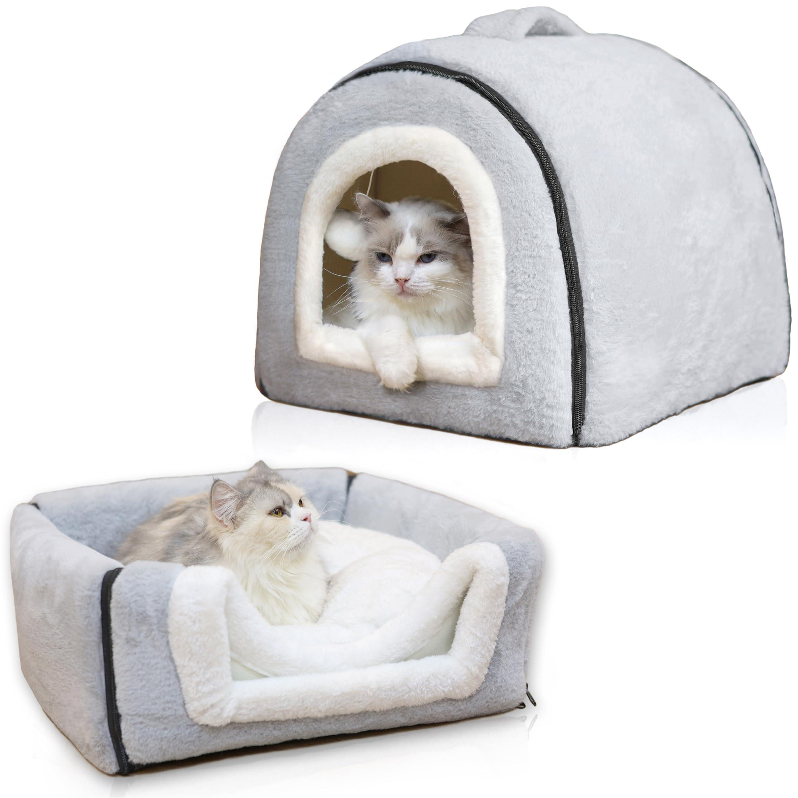 Corrigan Studio® Cat Bed For Indoor Cats,Foldable Cat Cave,Anti-Slip & Water-Resistant Bottom ...