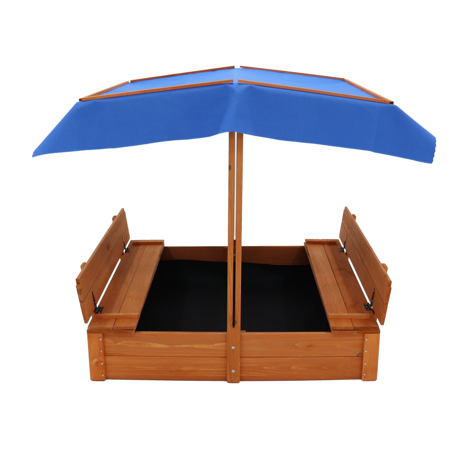 Arlmont & Co. Wood Sandbox With Cover, Sand Box With 2 Bench Seats For ...