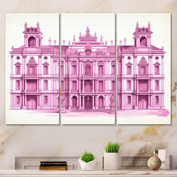 DesignArt " Pink Blueprint Of London Architecture I " 3 - Pieces ...