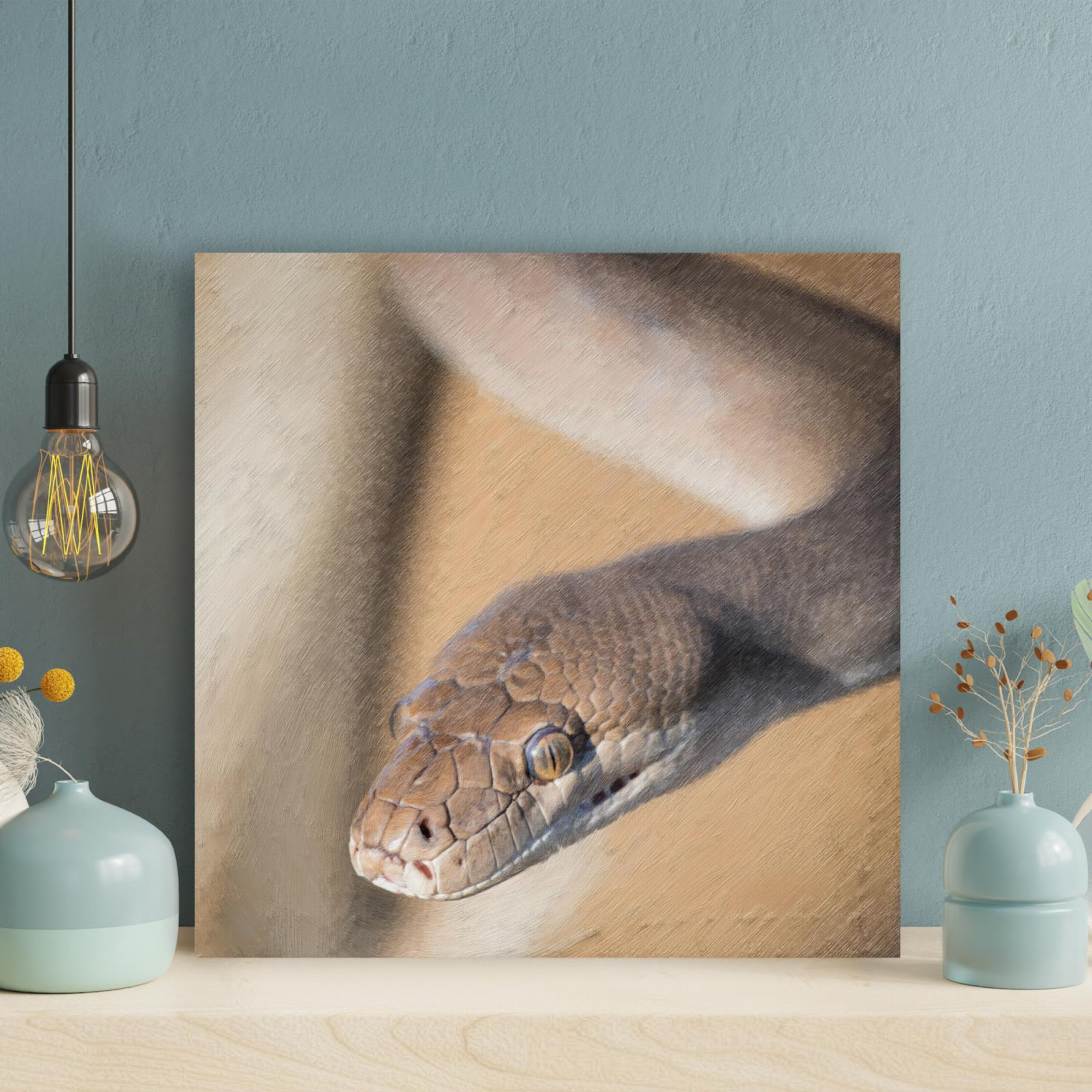 Latitude Run® Grey And Brown Snake - Wrapped Canvas Painting - Wayfair ...