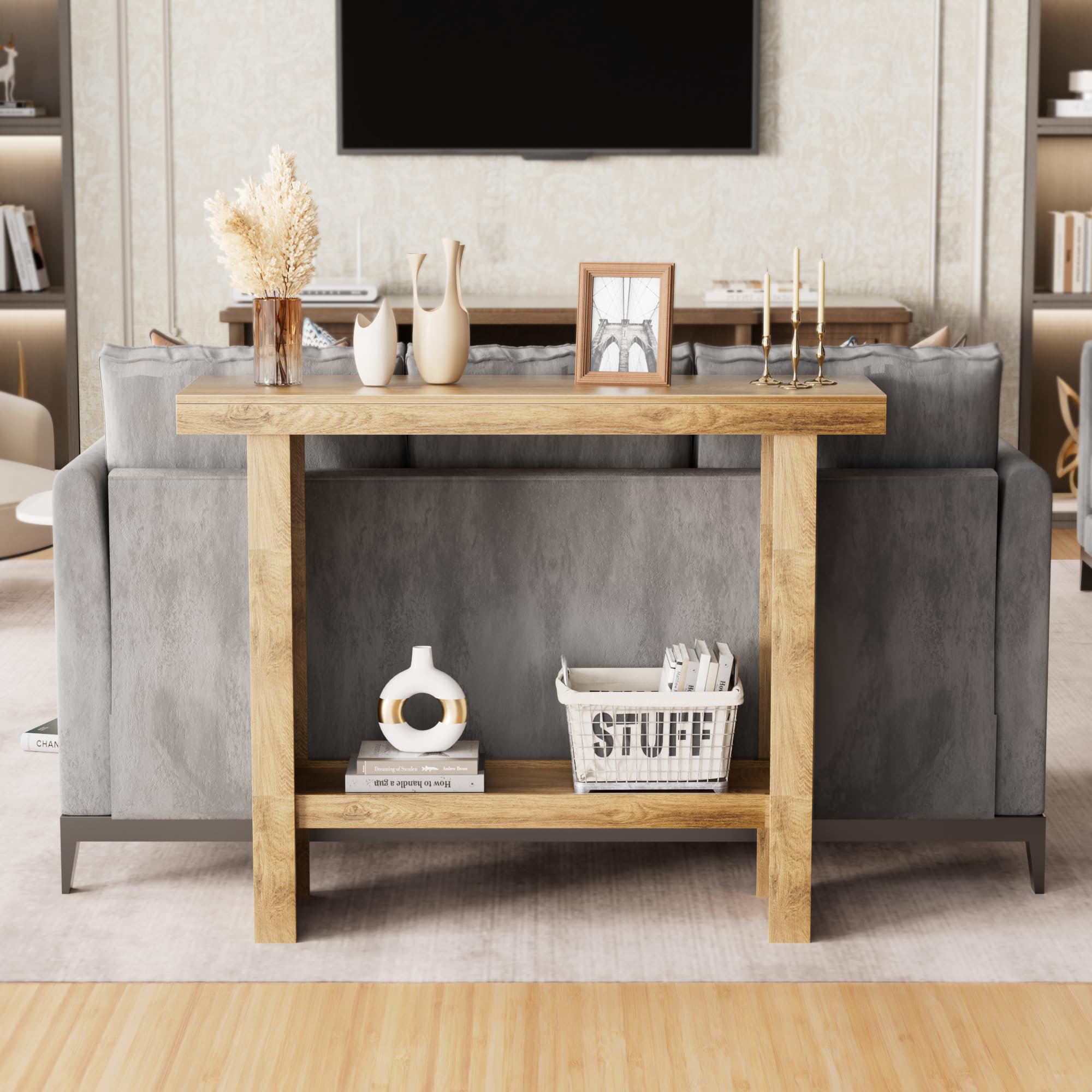 Ophelia & Co. Farmhouse Wood Entryway Table Narrow Console Tables ...