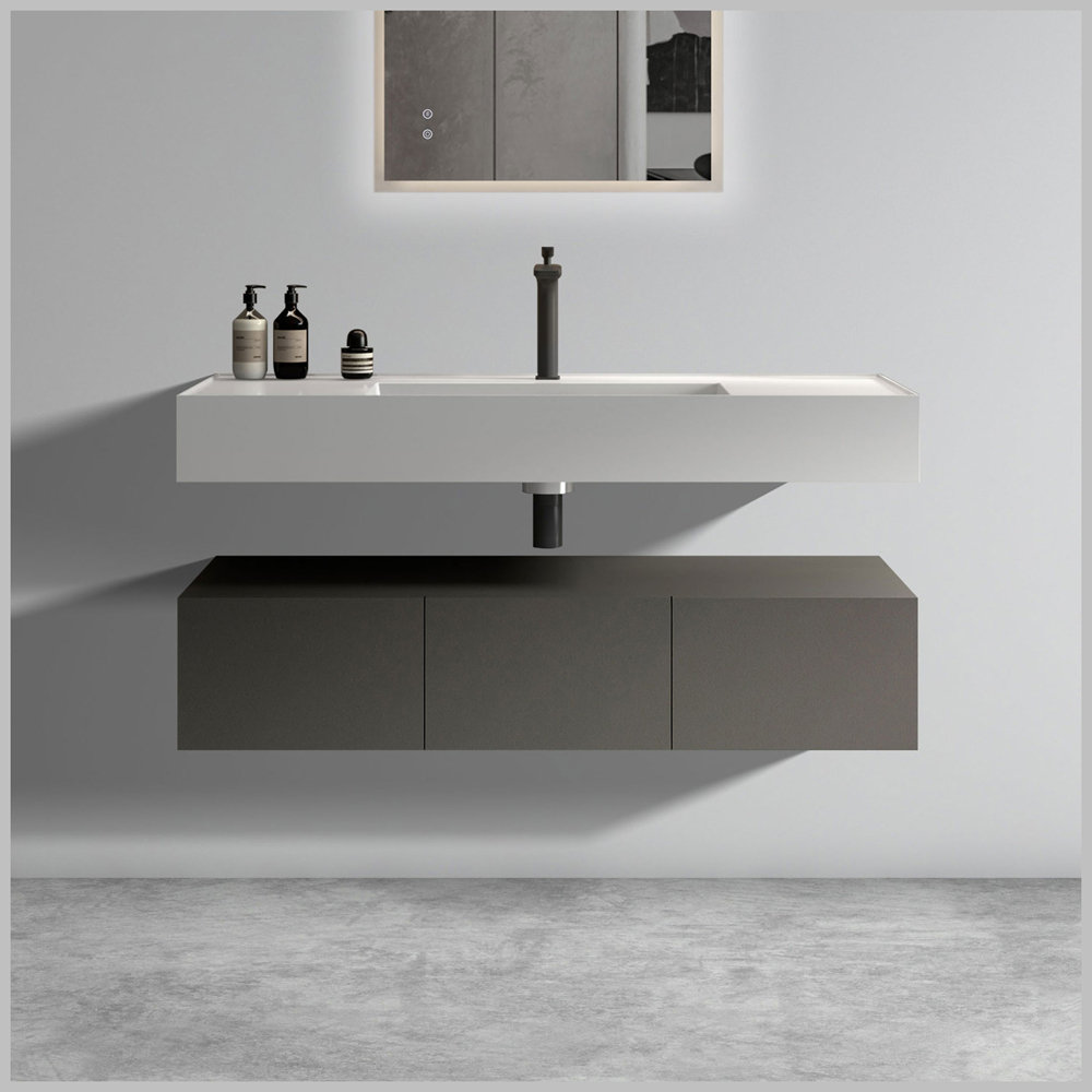 Wrought Studio Modern Floating Bathroom Sink with Storage Cabinet | Wayfair