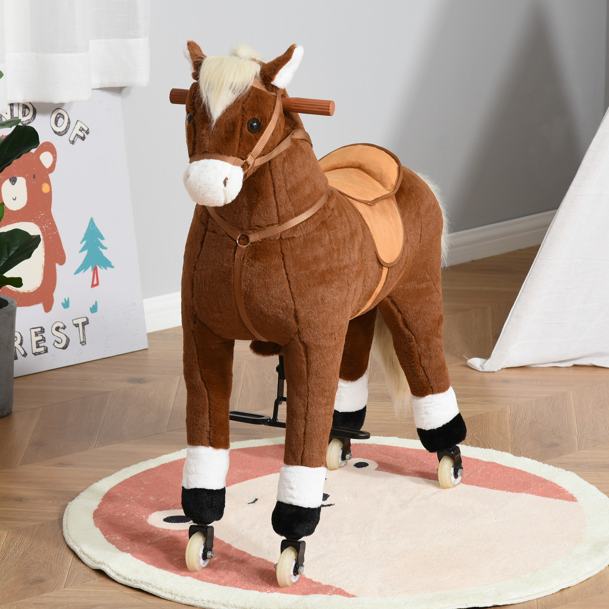 Qaba Walking Horse Mechanical Moving Horse Pony Ride on Toy & Reviews ...