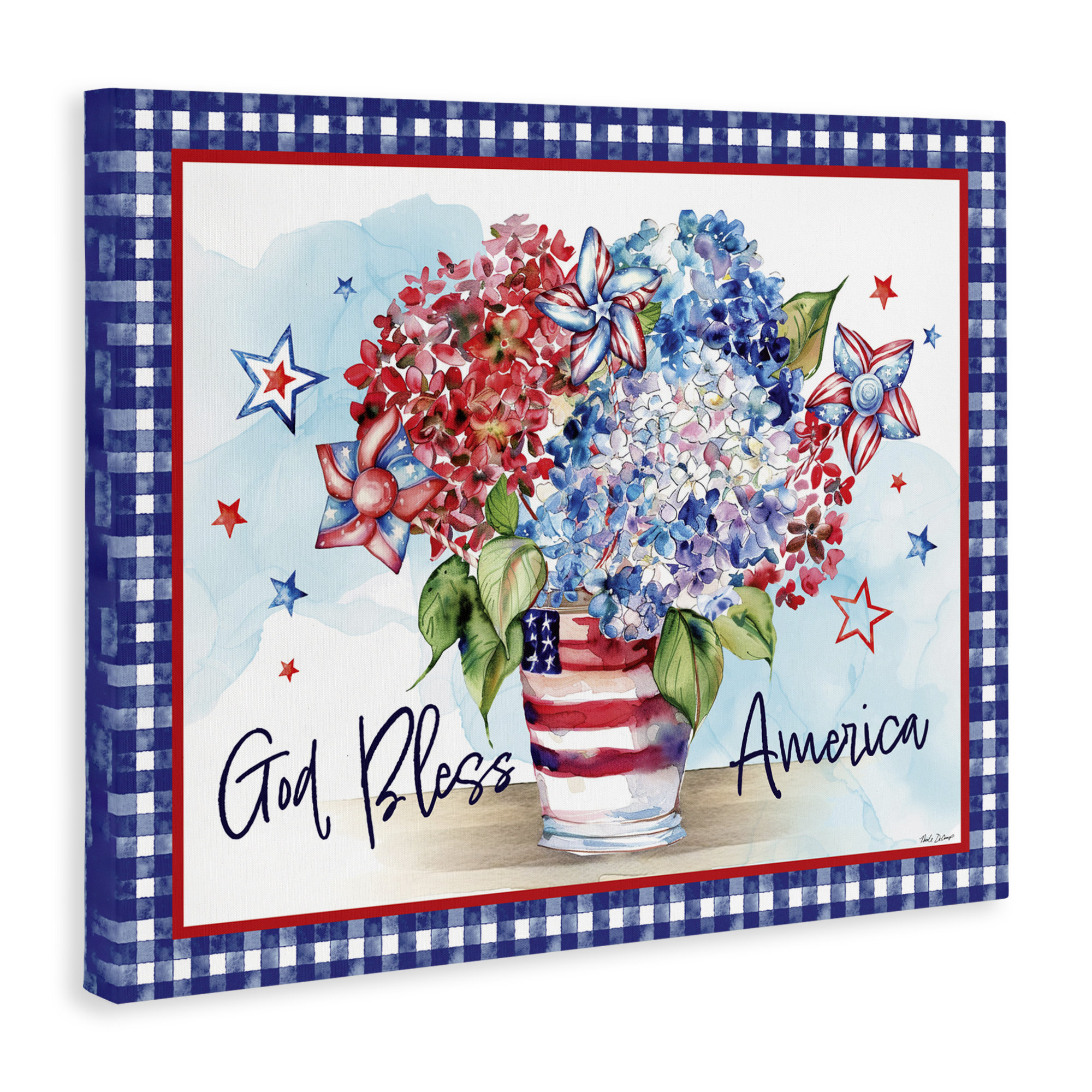 Ebern Designs God Bless America Bouquet Canvas, design by Nicole DeCamp ...