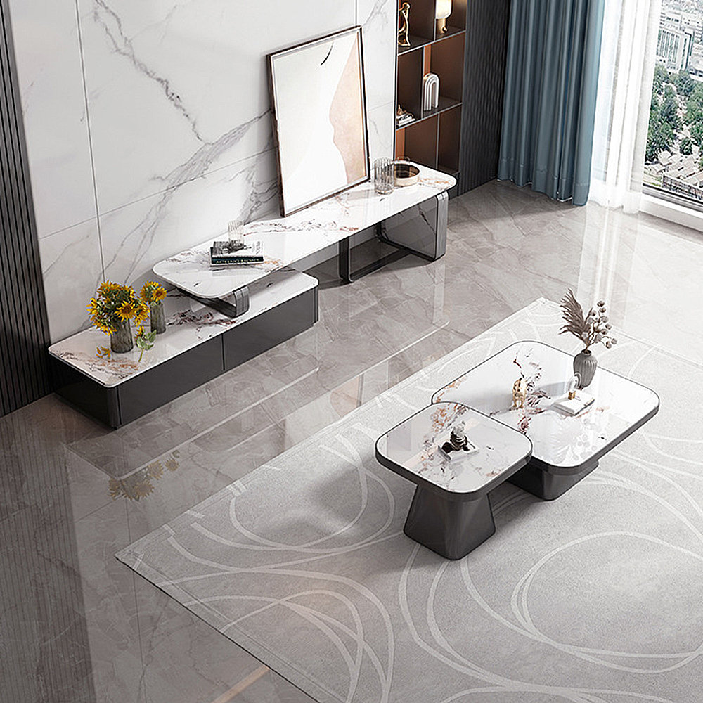 marlao Italian style rock slab TV stand coffee table set - Wayfair Canada