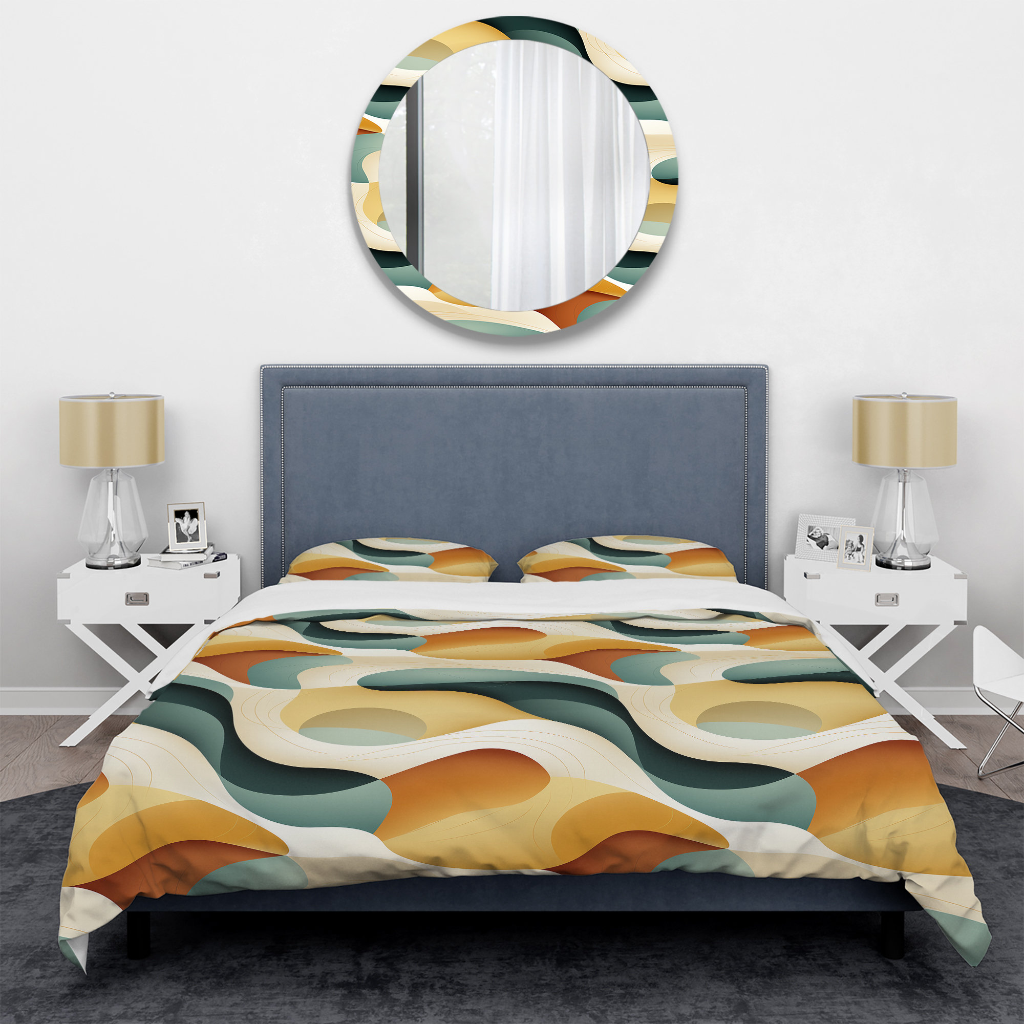 Design Art Zen - Beige Modern Bedding Cover Set With 2 Shams | Wayfair