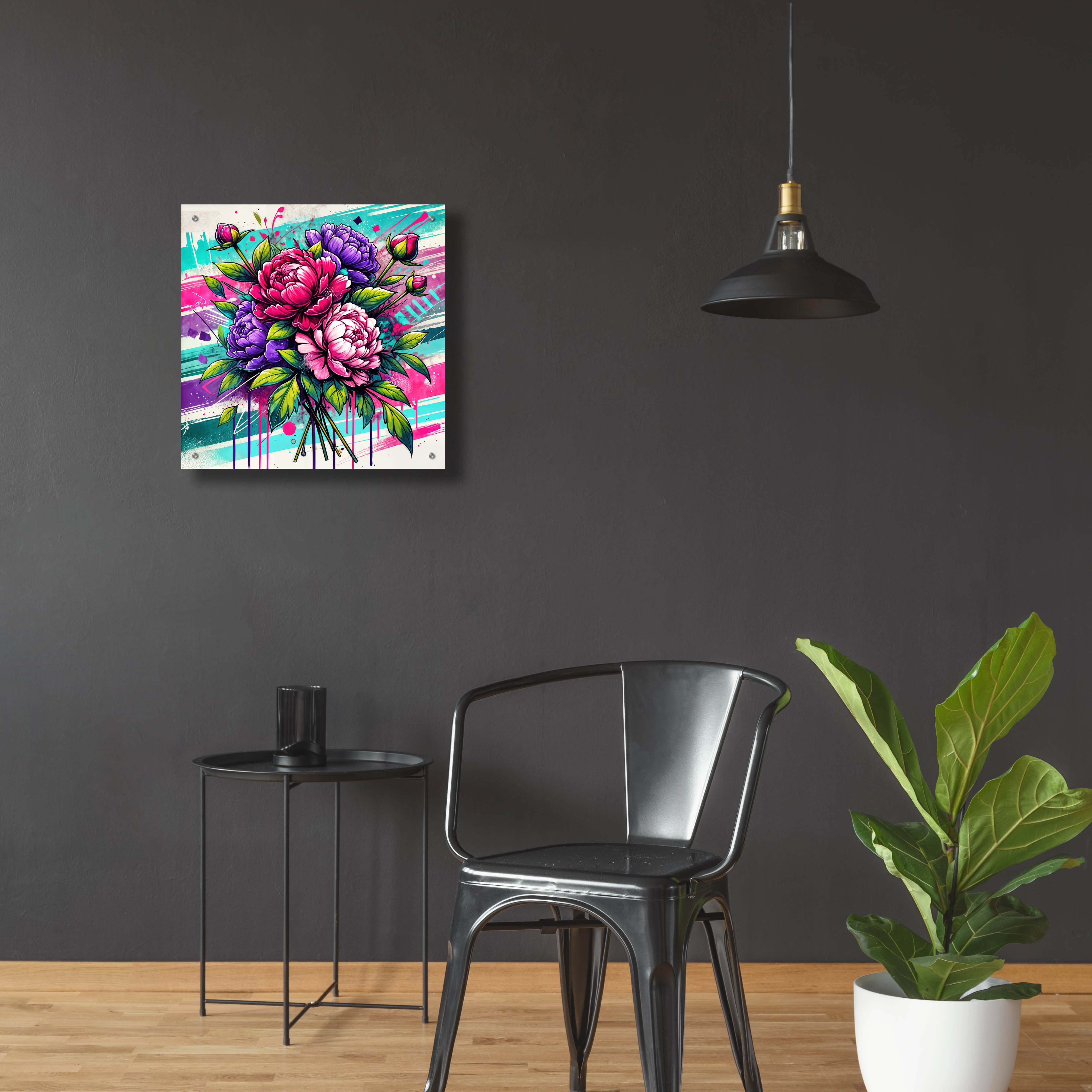 Lark Manor™ 'Peonies Abstract Graffiti' by Rey Klimt Acrylic Glass Wall ...